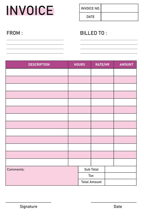 Free Printable Blank Invoice Templates Pdf Included Printables Hub