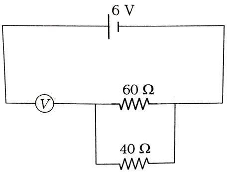 In The Circuit Shown In The Figure The Voltmeter Reading Is