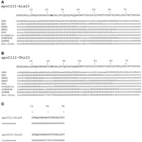 Secondary Structure Predictions Of ApoC III A ApoC III Ala23 B Download Scientific