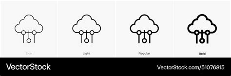 Cloud Computing Icon Thin Light Regular And Bold Vector Image