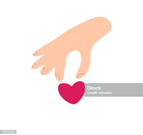 벡터 베이지 여성 손은 빨간 심장 로고 아이콘을 찍습니다 기부를 장려하십시오 기부와 도움의 개념 아이디어 우크라이나에서 전쟁을 중지 개념에 대한 스톡 벡터 아트 및 기타