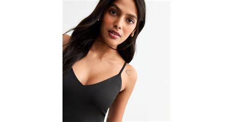 Black V Neck Jersey Bodysuit New Look