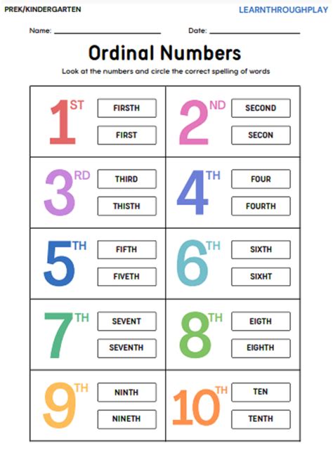 Ordinal Numbers 1 100 Worksheet