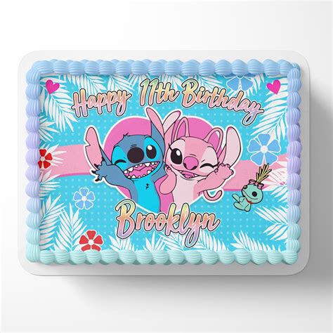 Lilo Stitch Angel Love Cute Edible Cake Toppers Ediblecaketopper