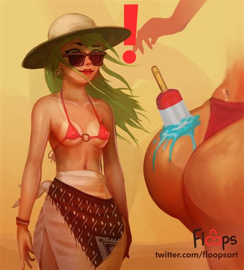 Rule 34 Beach Bikini Breasts Dripping Floops Artist Lollipop Wet