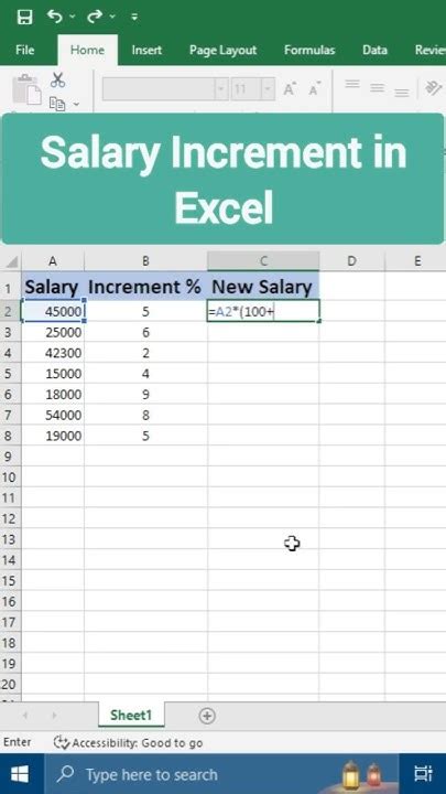 How To Calculate Salary Increment In Excel Shorts Excel Exceltricks
