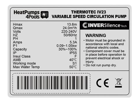 Thermotec Variable Speed Pool Circulation Pump With Wifi Control