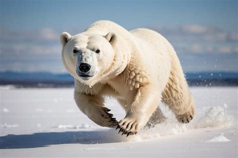 Default Polar Bear Running On Snow Premium AI Generated Image