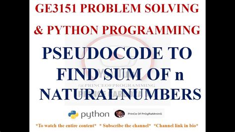 Pseudocode To Find Sum Of N Natural Numbers Ge3151 Problem Solving