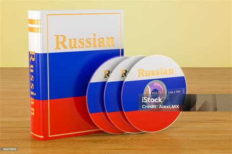 나무 테이블에 러시아와 Cd 디스크의 국기와 러시아 책 3 차원 렌더링 3차원 형태에 대한 스톡 사진 및 기타 이미지 3차원 형태 개념 개념과 주제 Istock