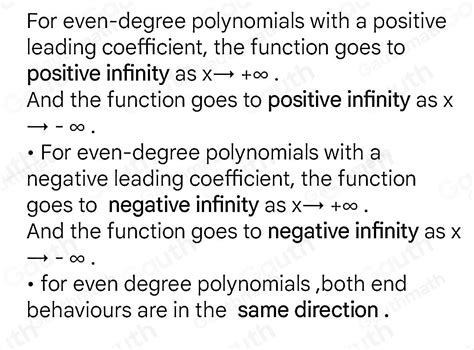 Solved How Do The Degree And The Leading Coefficient Of A Polynomial Function Relate To That Fu