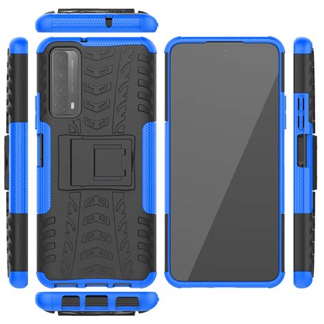 Sdtek Coque Pour Huawei P Smart Housse Rugged Amour Avec Support Bleu