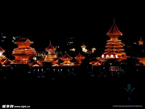 侗寨夜景摄影图 国内旅游 旅游摄影 摄影图库 昵图网