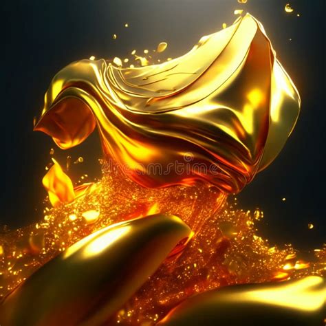 3d Rendering Abstract Background With Golden Wavy Fabric 3d Illustration Generative Ai Stock