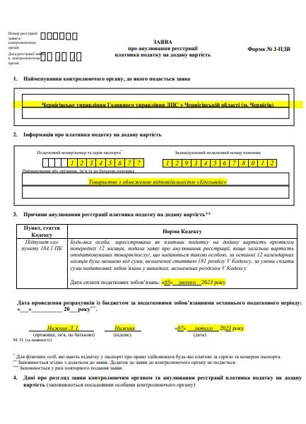 Анулювання реєстрації платника ПДВ