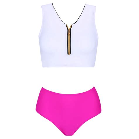 Jaberni Zipper Tank Bikini 2018 Women Swimwear High Waist Padding