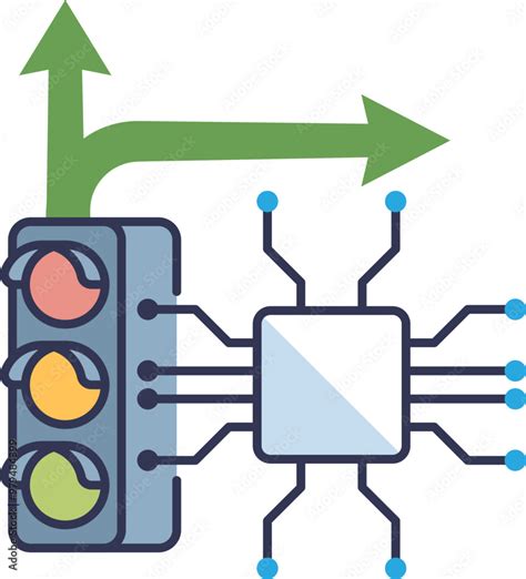 Illustration Of An Adaptive Traffic Signal System With A Traffic Light