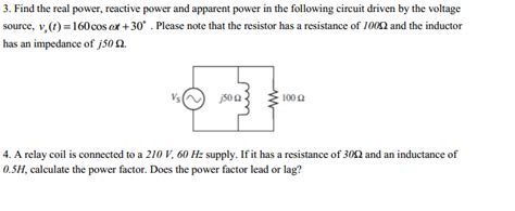 Solved Find The Real Power Reactive Power And Apparent Chegg