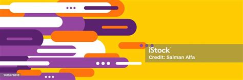 플랫 스틱 추상 노란색 다채로운 복고풍 와이드 배너 디자인 배경 현대 추상적 인 기하학적 배너 배경 0명에 대한 스톡 벡터 아트 및 기타 이미지 Istock