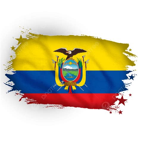 Bandeira Do Equador Brilhando Com Pincel Aquarela Png Bandeira Copa