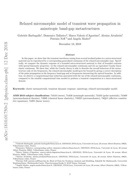 Pdf Relaxed Micromorphic Model Of Transient Wave Propagation In Anisotropic Band Gap