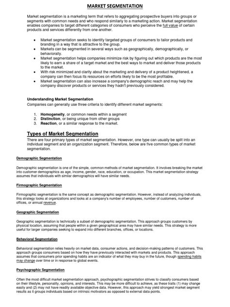 Unit 4 Pdf Market Segmentation Market Economics