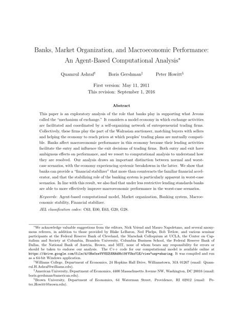 Pdf Banks Market Organization And Macroeconomic Performance An Agent Based Computational