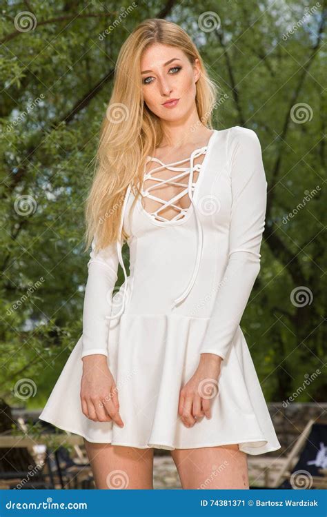 Blonde Woman In The Park Stock Image Image Of Headshot 74381371