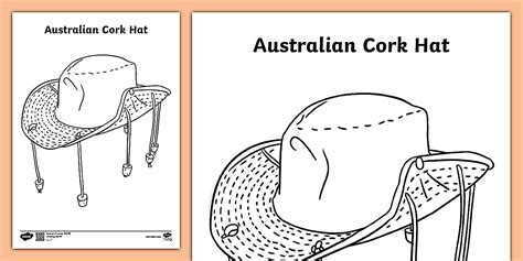Australian Cork Hat Colouring Page Lenseignant A Fait