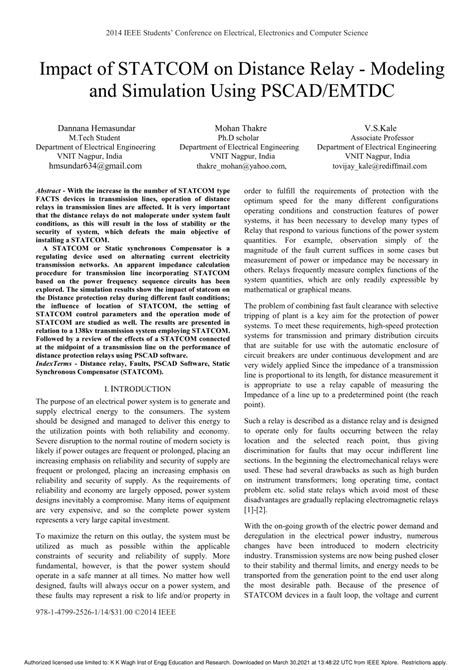 Pdf Impact Of Statcom On Distance Relay