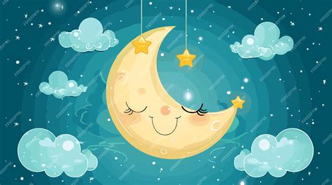 Cute Cartoon Moon Vector Illustration Premium Ai Generated Vector