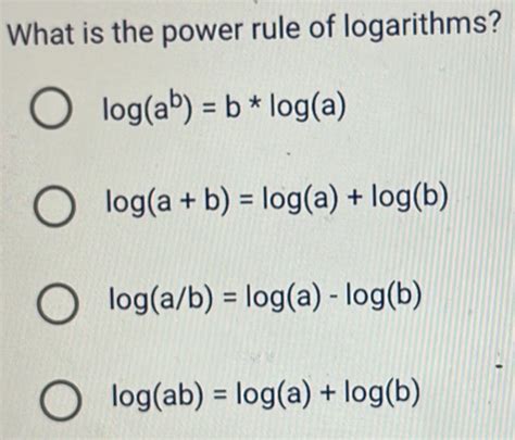 solved what is the power rule of logarithms log a b b log a log