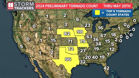 States With The Most Tornadoes In 2024 So Far