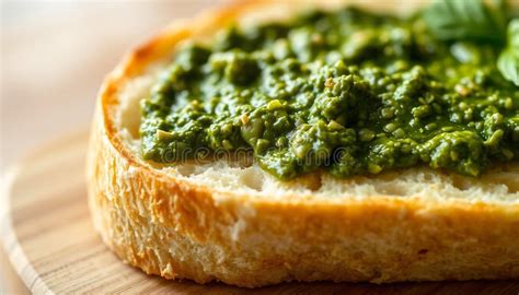 Pesto Toast Bread Slice Appetizer Snack Healthy Food Vegetarian