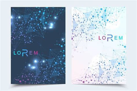 비즈니스 템플릿 브로셔 잡지 전단지 전단지 표지 소책자 연례 보고서 의료 기술 화학에 대한 과학적 개념 육각 형 분자 구조 Dna 원자 뉴런 0명에 대한 스톡 벡터 아트 및