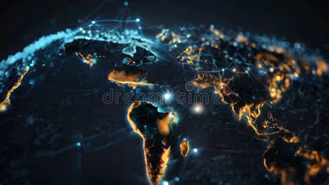 Earth Rotating Showing Global Network Connections Stock Footage Video Of Lights Glowing