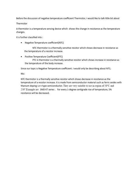 Presentation Negative Temperature Coefficient Thermistor Pdf Resistor Electrical