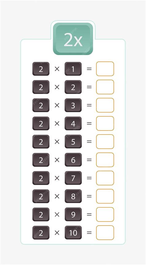 Premium Vector 2x Multiplication For Practice Multiplication Table Without Answers