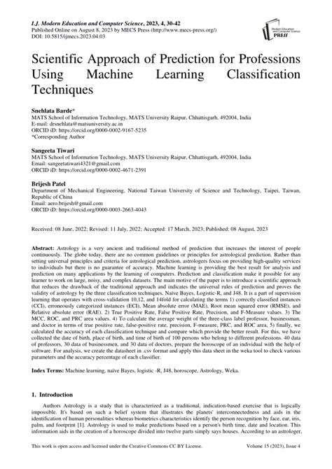 Pdf Scientific Approach Of Prediction For Professions Using Machine Learning Classification