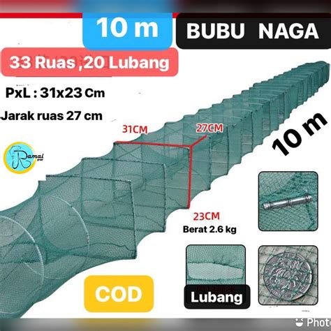 Jual Jala Bubu Naga 10 M Perangkap Ikan Udang Lobster Persegi Bisa