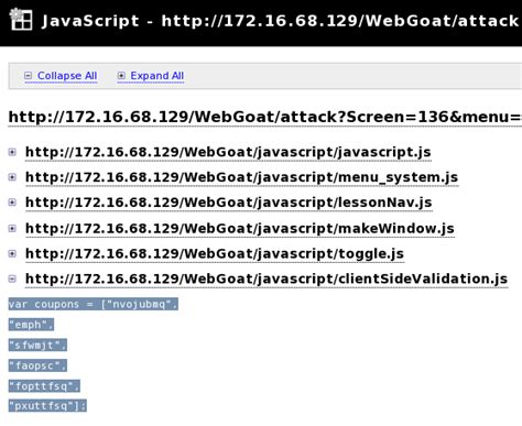 owasp webgoat insecure client storage aldeid
