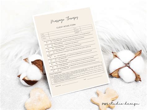 Massage Therapy Intake Form Client Consent Form Massage Consultation
