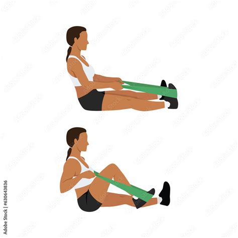 Woman Doing Seated Resistance Knee Flexion Exercise Flat Vector