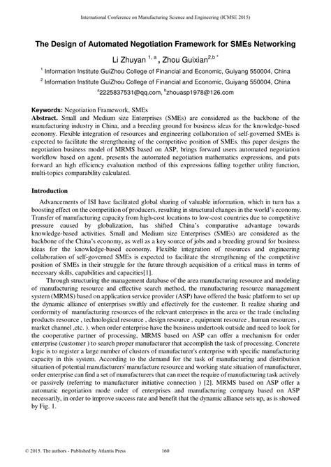 Pdf The Design Of Automated Negotiation Framework For Smes Networking
