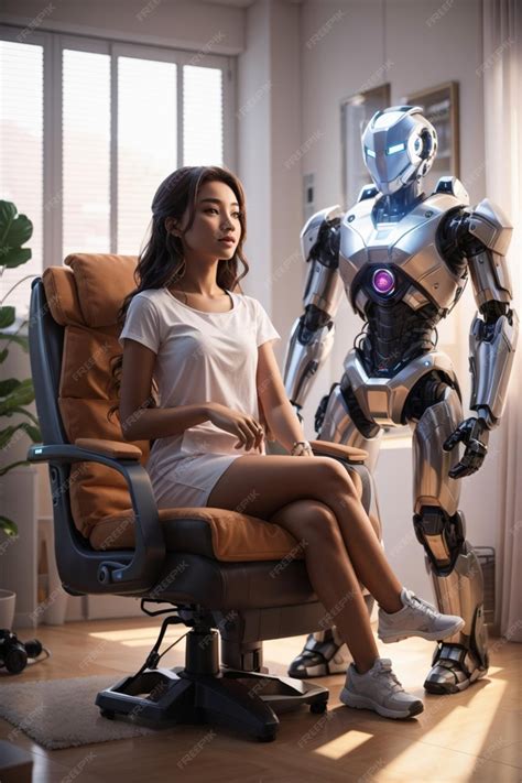Premium Ai Image Humanoid Robot And Girl