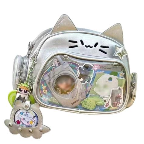 Vobomo Cat Ita Bag Pin Display Backpack For School Pu Leather Preppy
