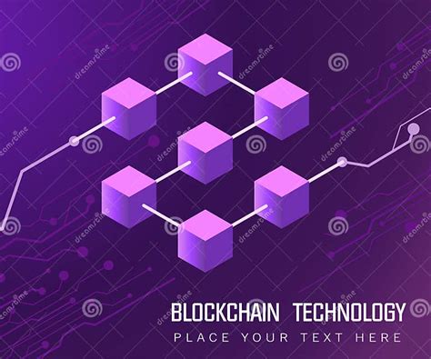 Blockchain Technology Connecting Cube Cryptocurrency Blockchain Isometric Vector Illustration