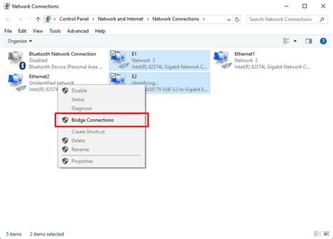 how to set up and manage a network bridge connection on windows 10
