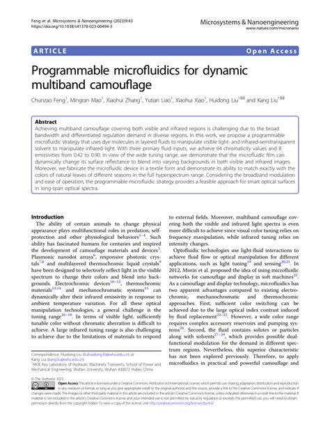 Pdf Programmable Microfluidics For Dynamic Multiband Camouflage