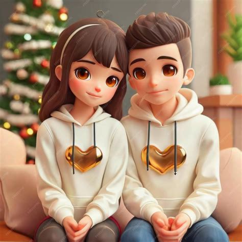 Premium Photo Cute Man And Woman Couple Sitting On Banch